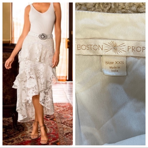 Boston Proper | Skirts | New Boston Proper Lace Ruffle Tiered Skirt ...